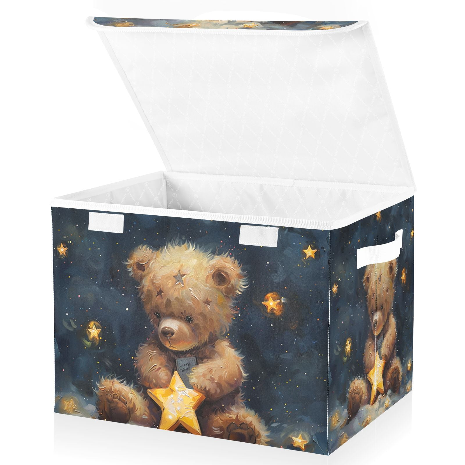 Stars Teddy Bear Storage Basket for Shelves Foldable Container ...