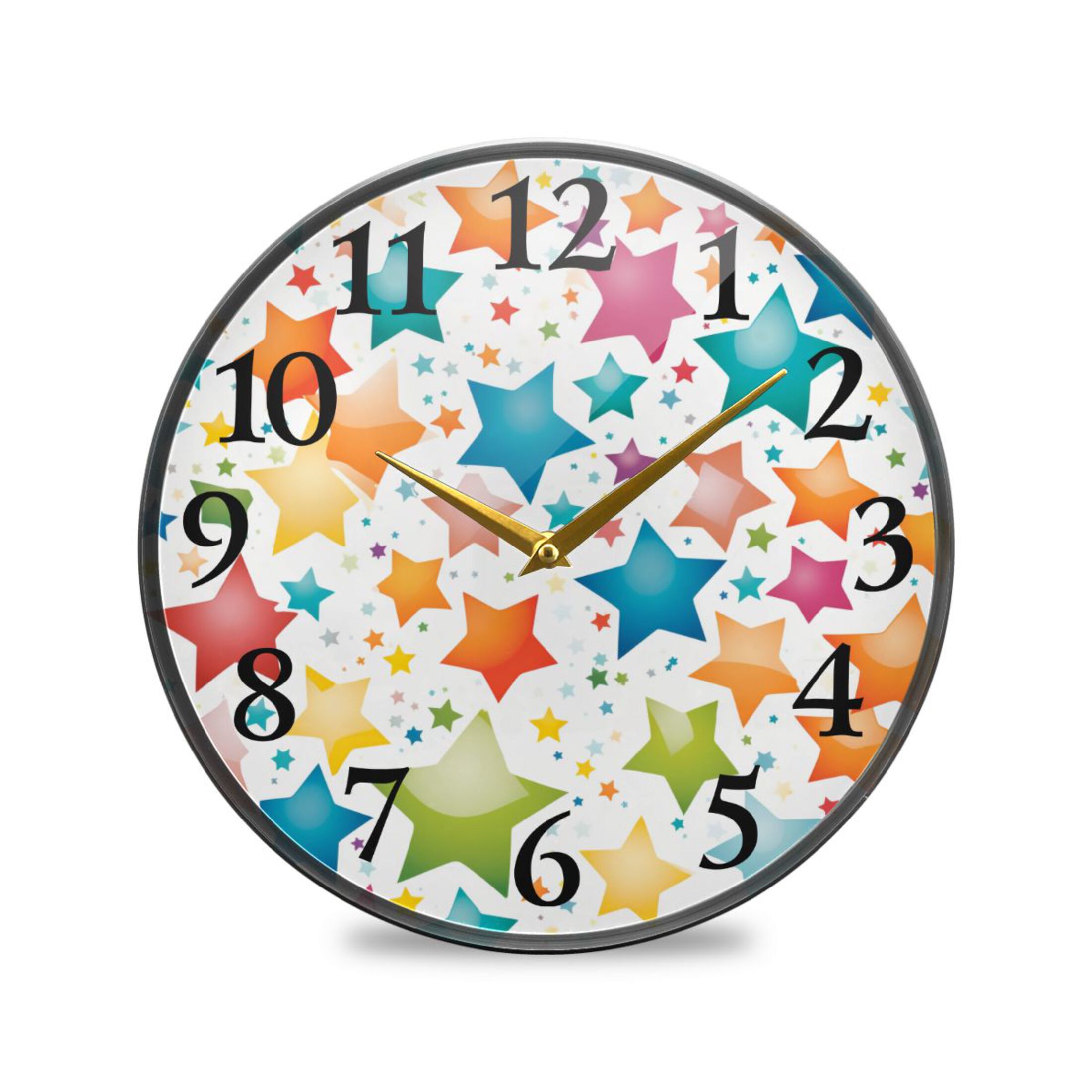 Stars Wall Clocks Battery Operated 9.5 Inch Round Clock Acrylic Silent ...