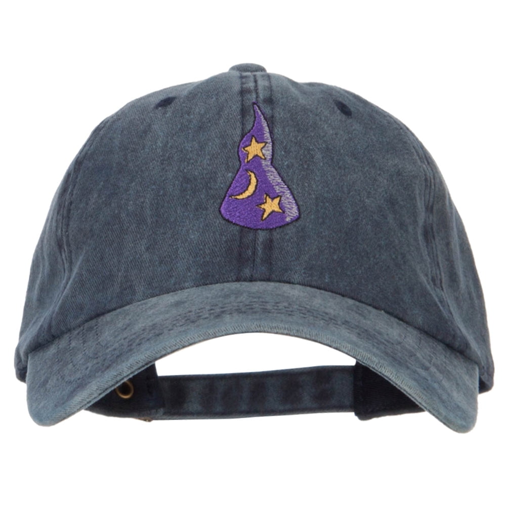Stars and Moon Wizard Hat Embroidered Halloween Cap - Navy OSFM ...