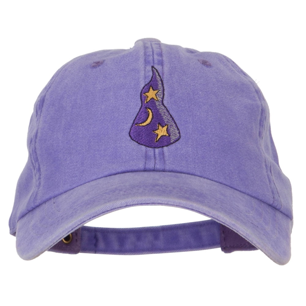 Stars and Moon Wizard Hat Embroidered Halloween Cap - Purple OSFM ...
