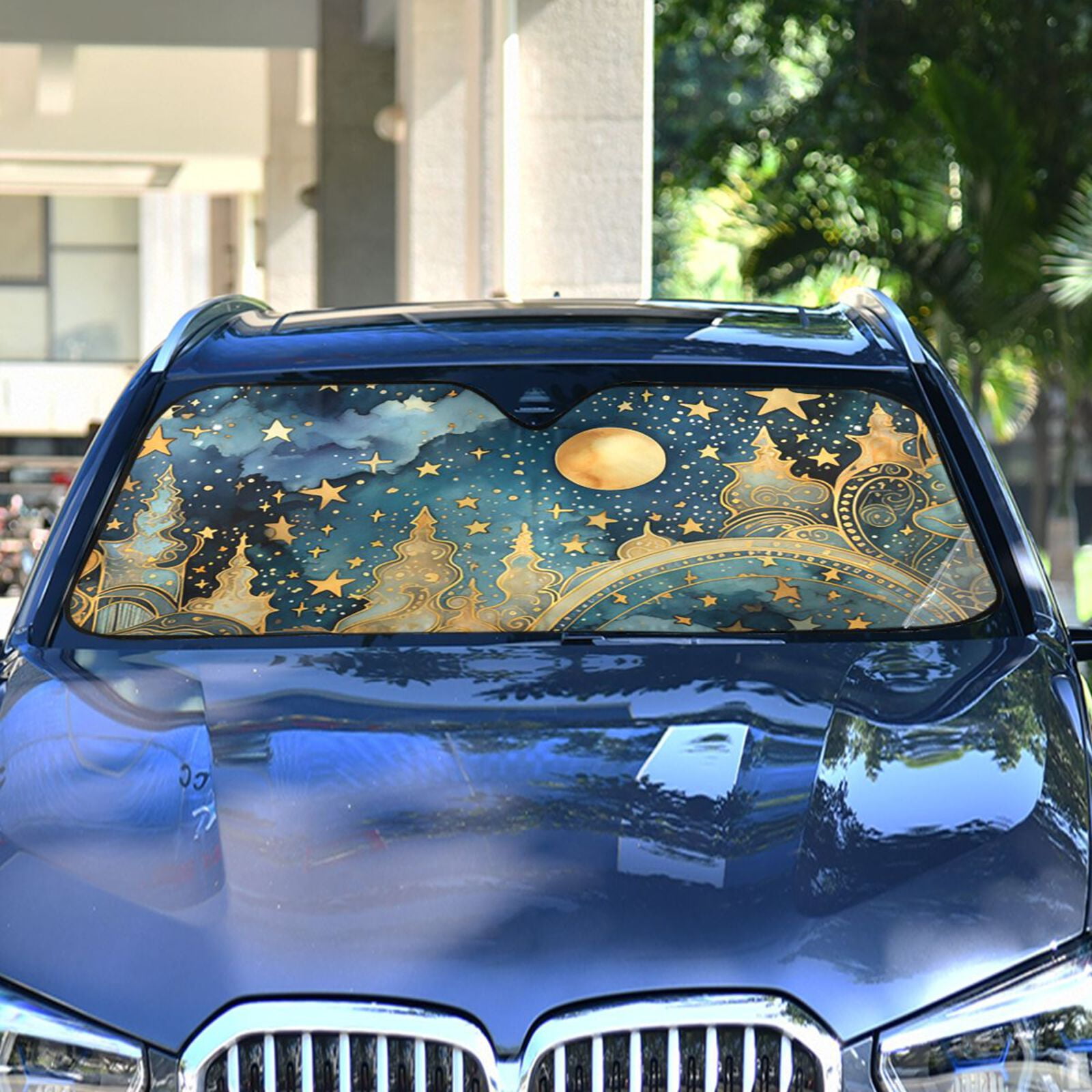 Stars and Moon in Starry Sky Automotive Front Car Windshield Sun Shade ...