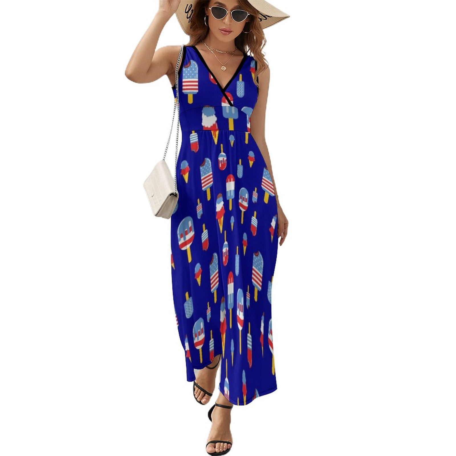 Stars and Stripes Ice cream Cones and Popsicles Sleeveless Dress ...