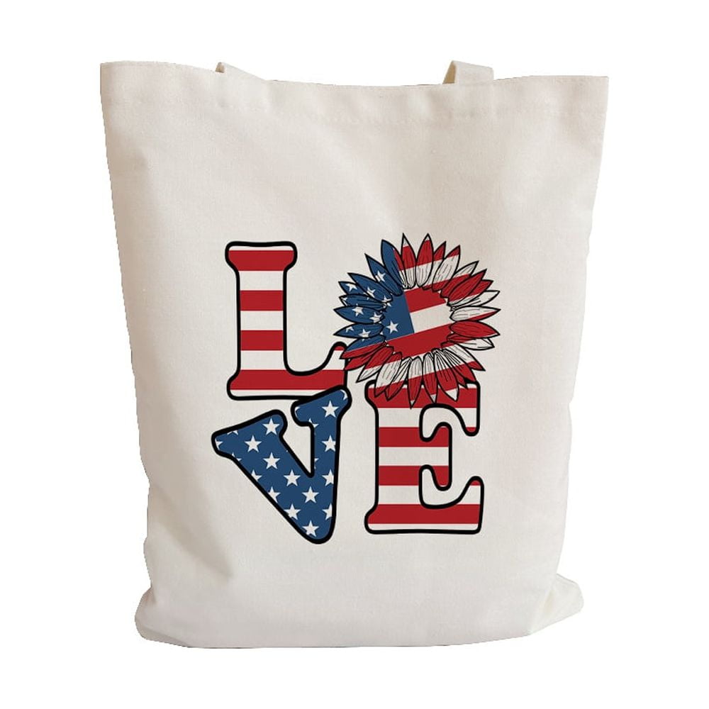 Stars and Stripes Nature Tote Bag With Design Pattern Printed Machine ...