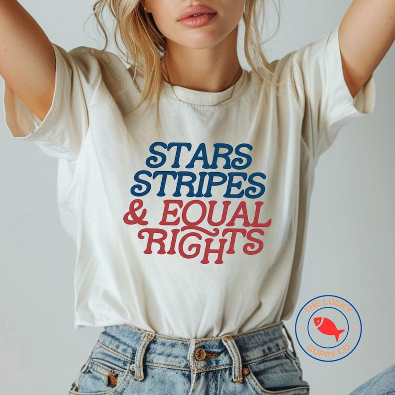 Stars and Stripes equal rights boxy women's tshirt, liberal patriotic ...