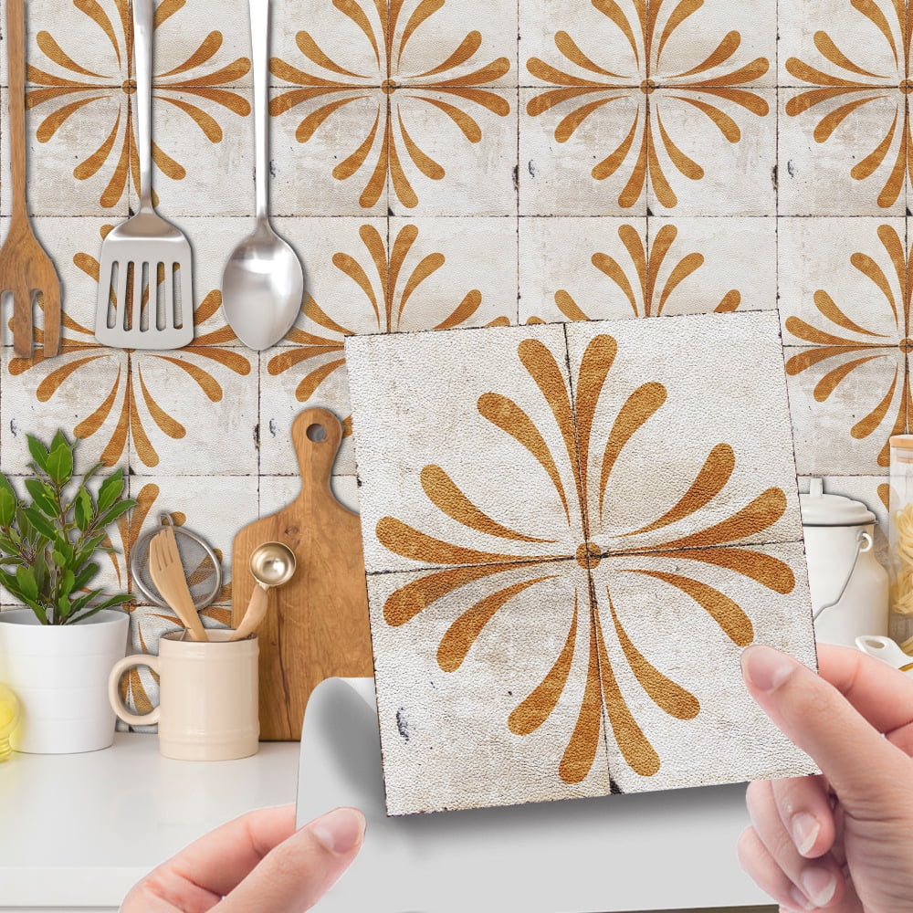 Starsace 10 PCS Peel and Stick Floor Tile, 6"x6" Vinyl Moroccan Style ...