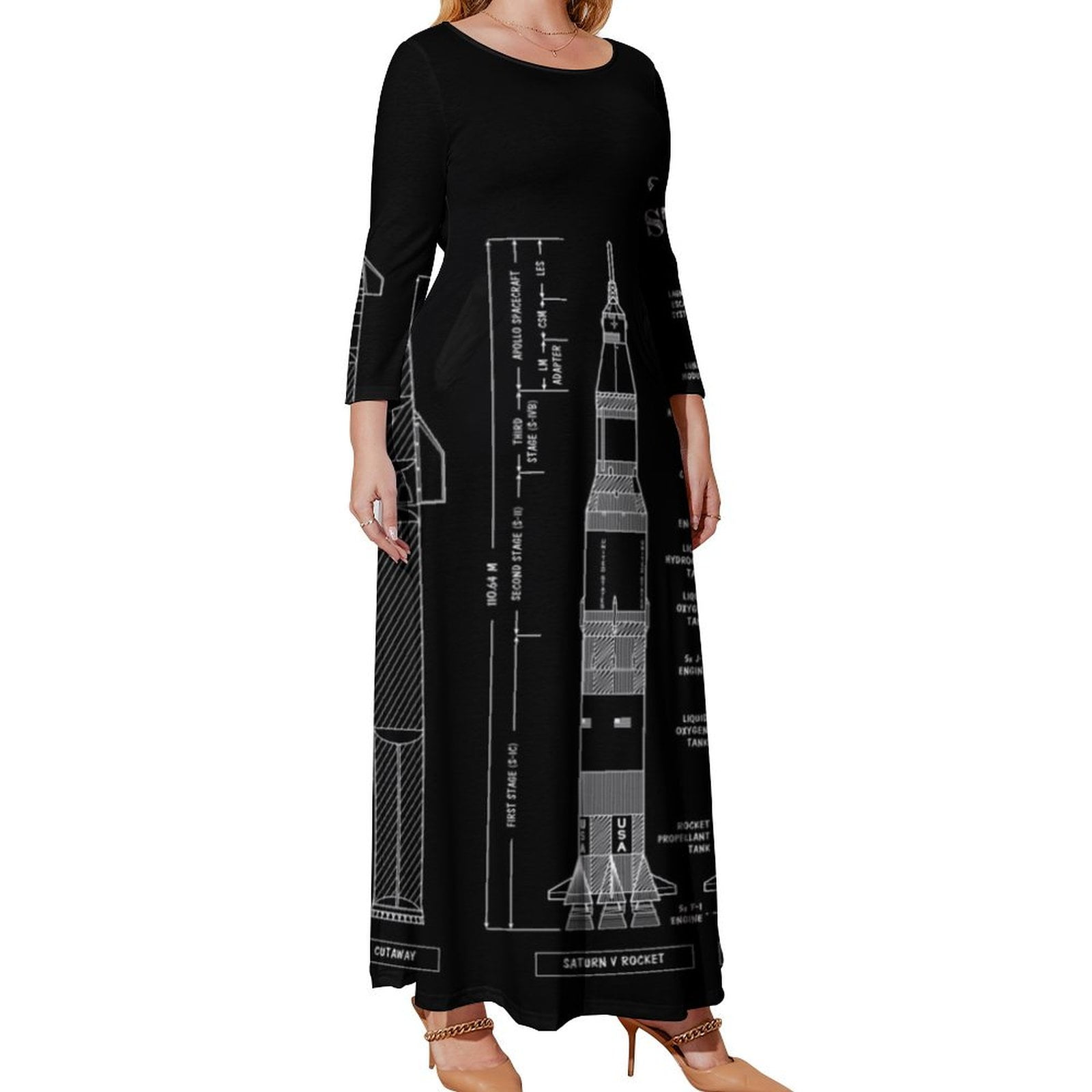 Starship - Saturn V - SLS Comparison (White Stencil No Background) Long ...