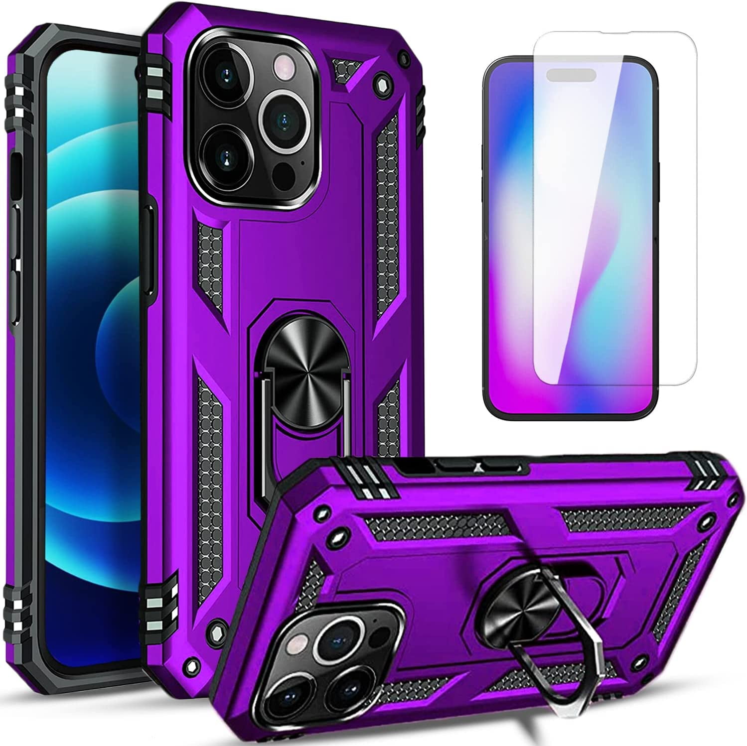 Starshop Case for iPhone 14 Pro Max, With Tempered Glass Protector ...