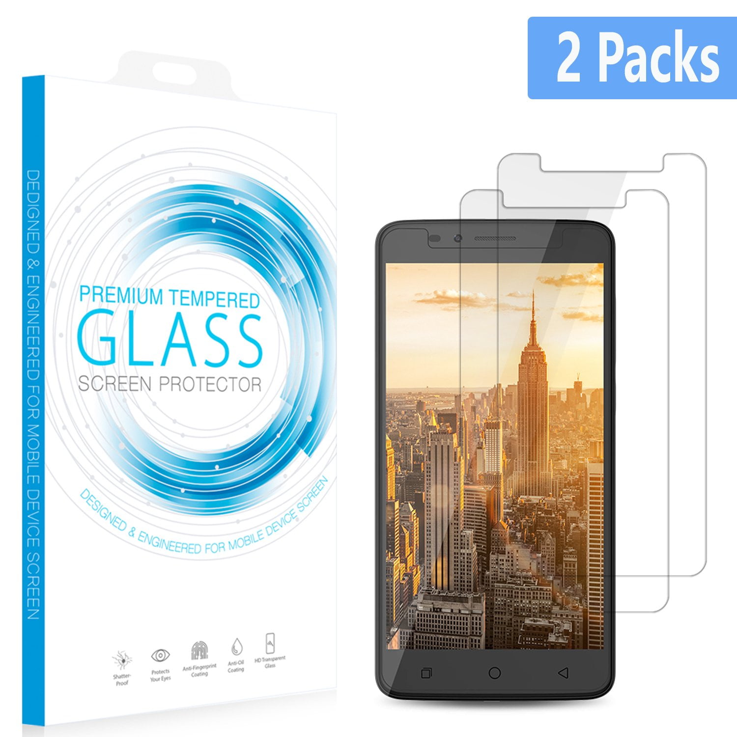Starshop for TCL A3 Tempered Glass Screen Protector 2-Pack - Walmart ...
