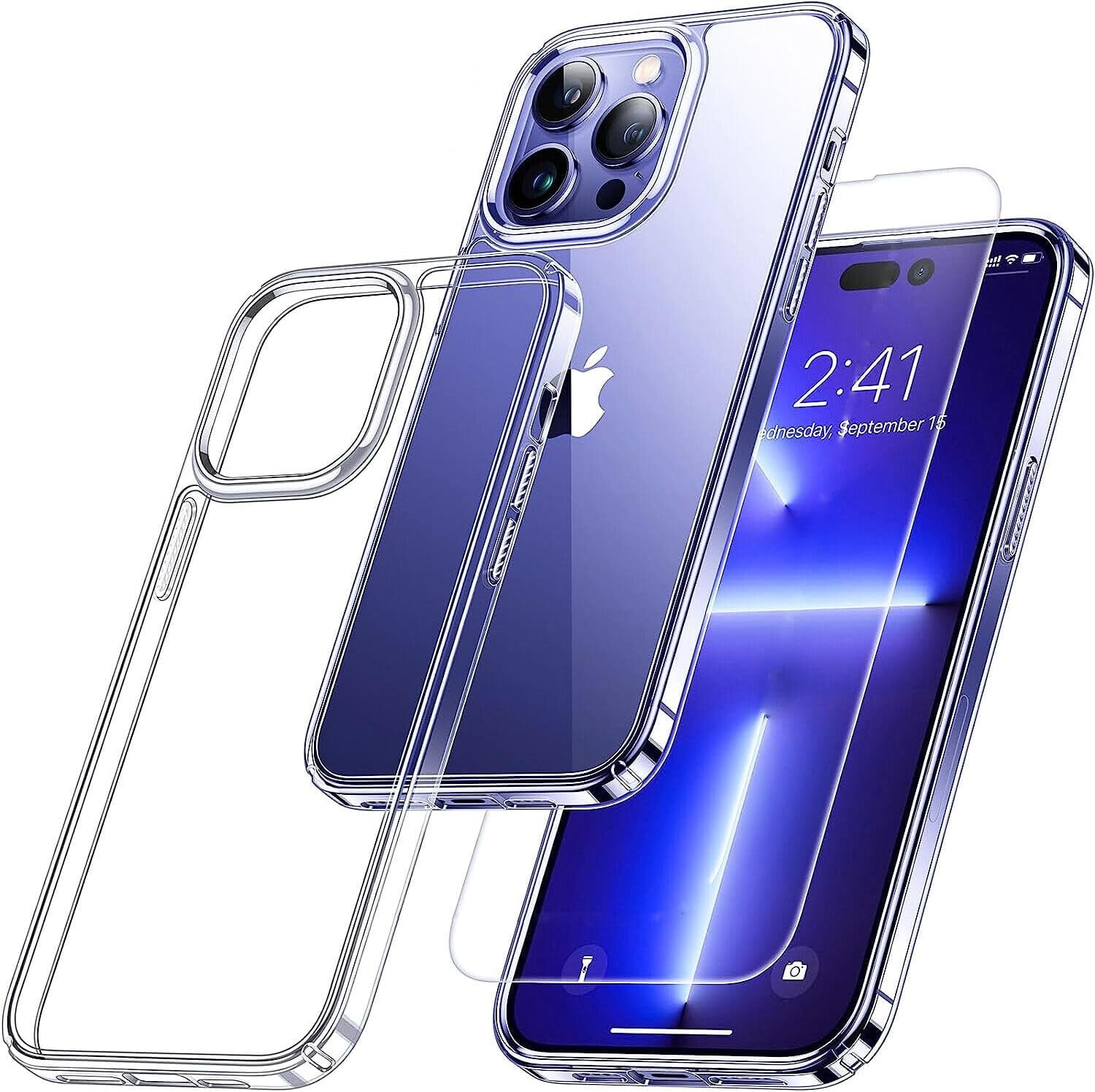 Starshop iPhone 15 Pro case, With Tempered Glass Protector, Shockproof ...