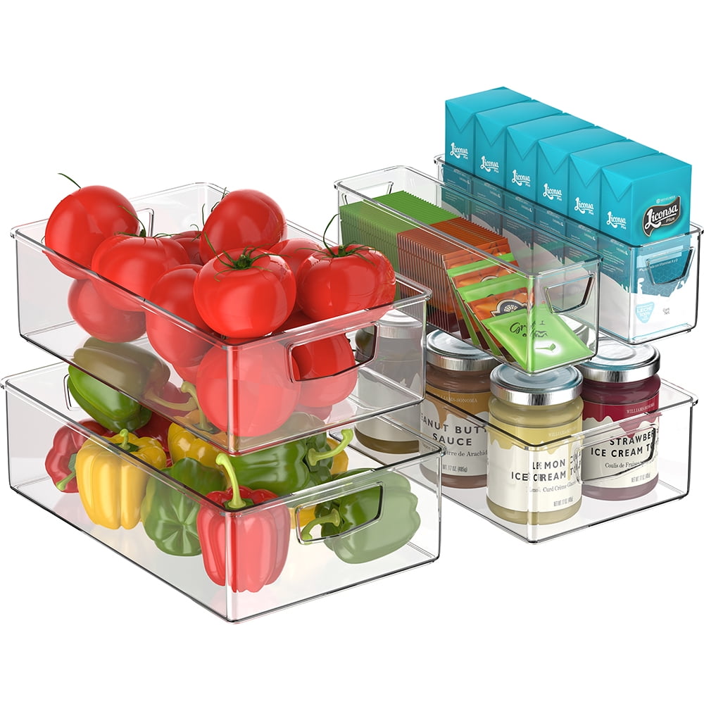 Starsish Set of 5 Refrigerator Organizer Bin Clear Plastic Stackable ...