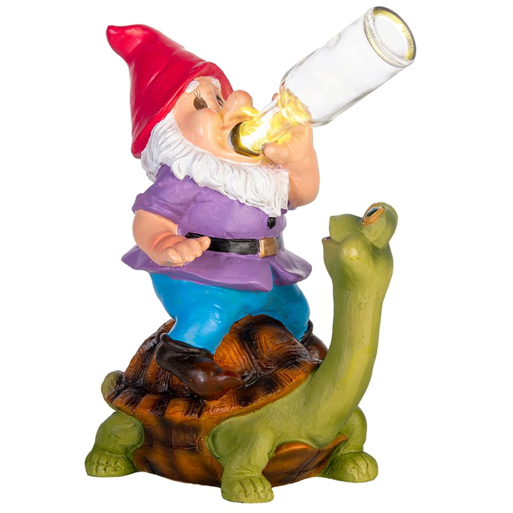 Starsoul Turtle Gnome Garden DHF10 Statue Gnome Riding Turtle with ...