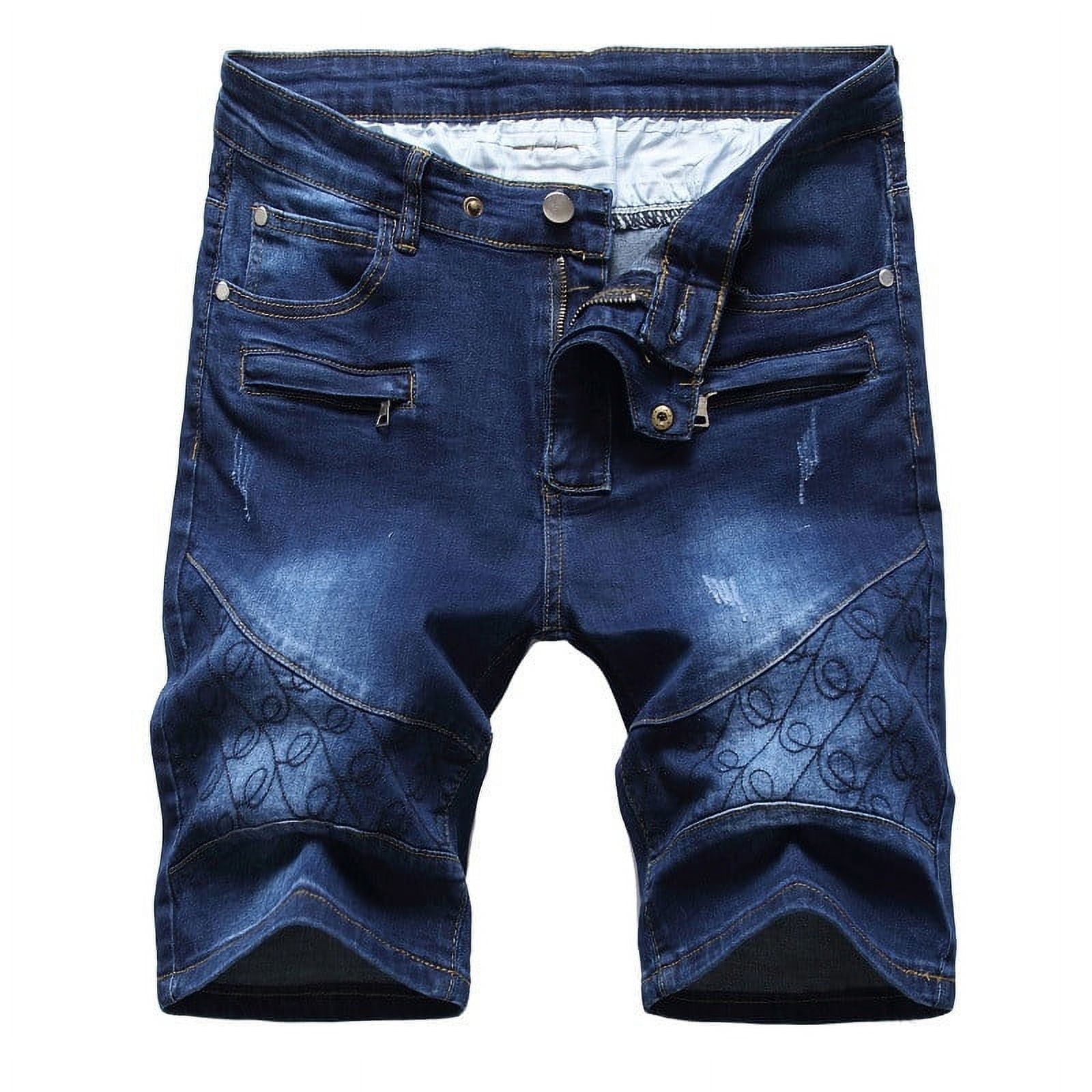 Start off 2024 HOOMEUMY Men's Embroidered Denim Shorts Biker Jeans ...