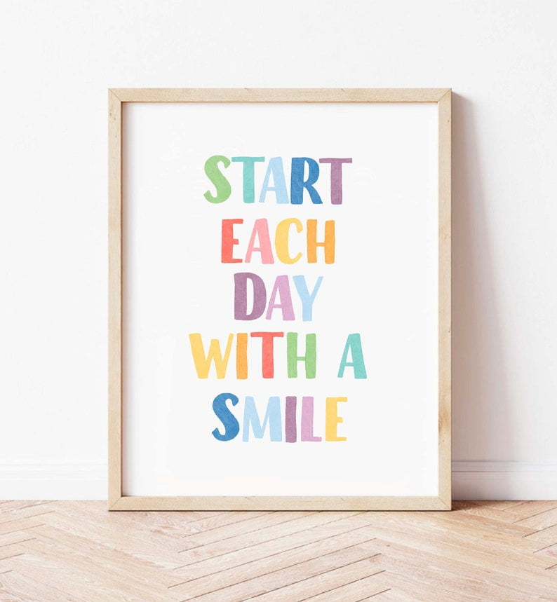Start Each Day With A Smile Poster Watercolor Nursery Printable ...