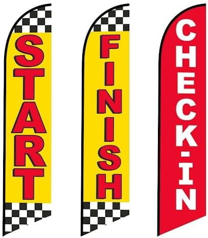 Start Finish and Check In 3 Feather Banners for Races, Marathons, Track ...