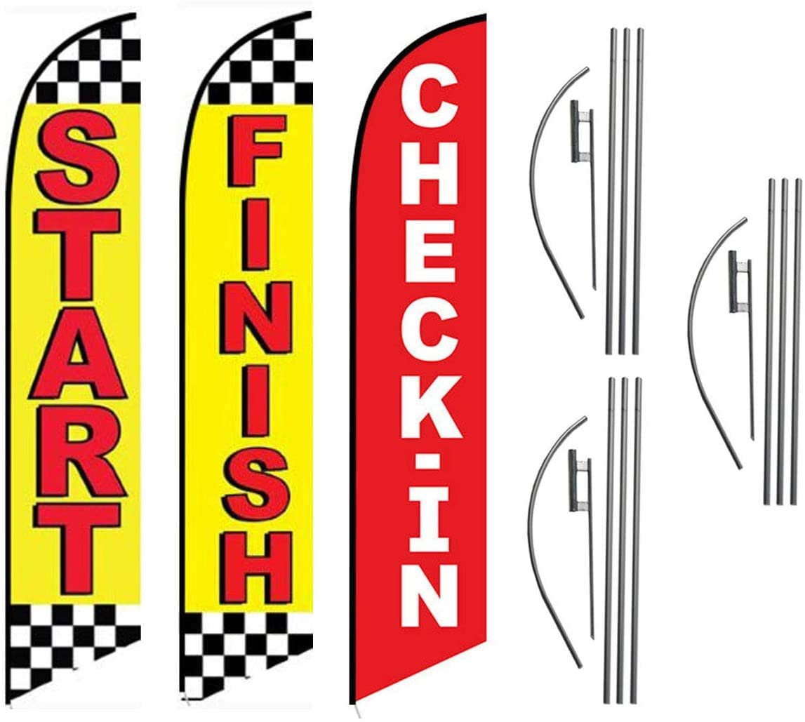 Start Finish and Check-in Advertising Package of 3 Feather Banner ...