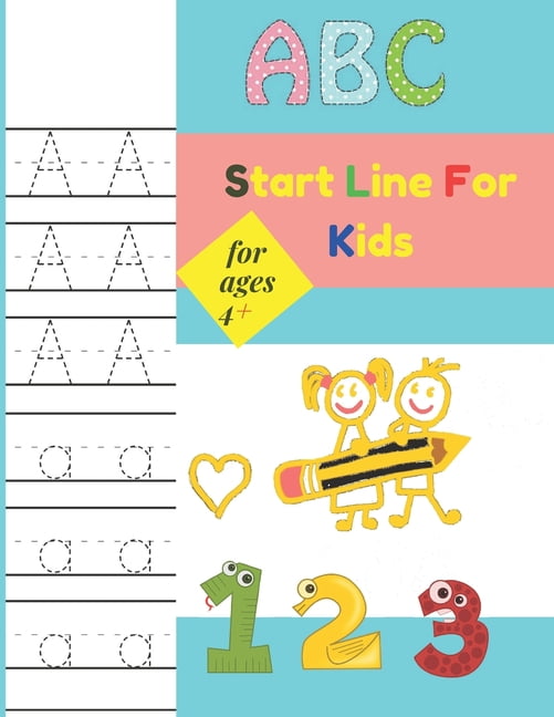 Start Line For Kids For ages 4+: handwriting practice books for kids ...