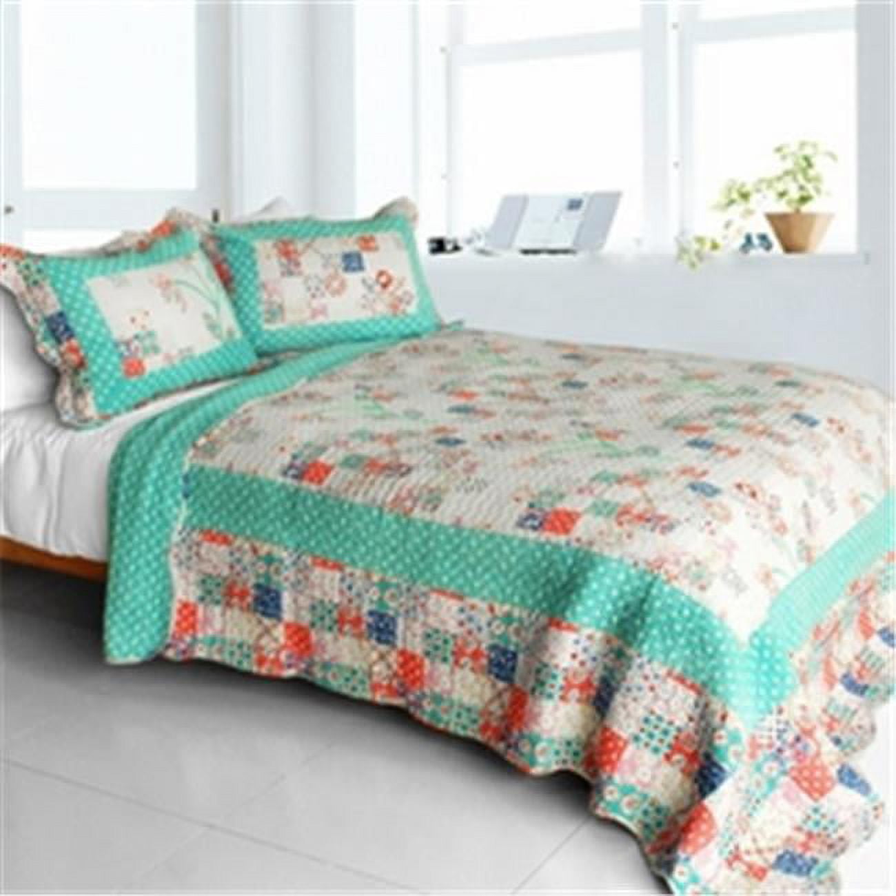 DOY194-23 Start My Youth - Cotton 3 Pieces Vermicelli-Quilted Striped Patchwork Quilt Set Full ...