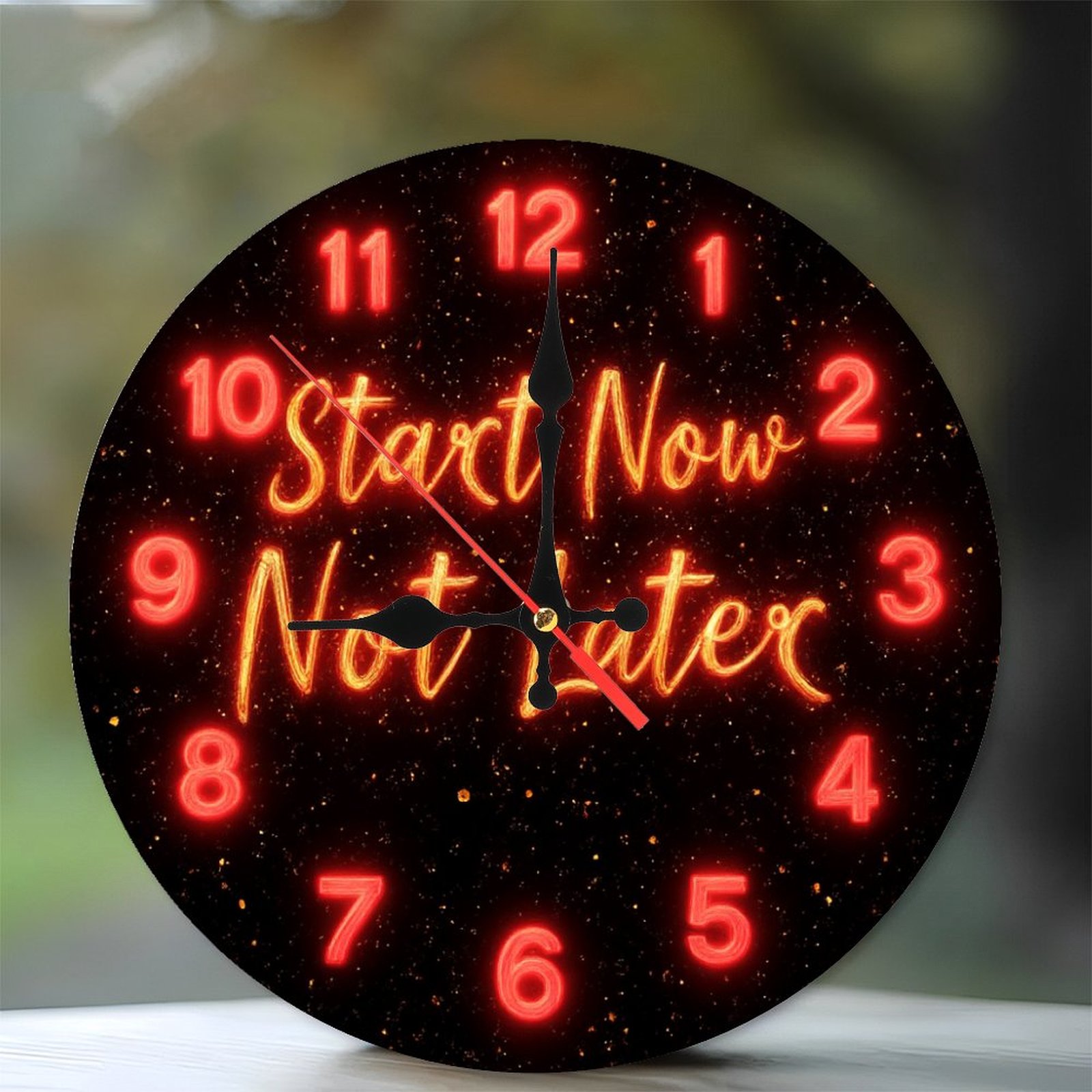 Start Now Motivational Wall Clock Home Decor 10-Inch Silent Wooden Wall ...