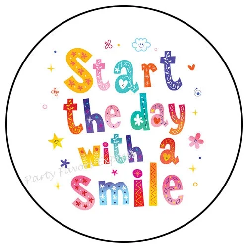 Start The Day With A Smile Stickers Party Favors Phone Decal Water ...