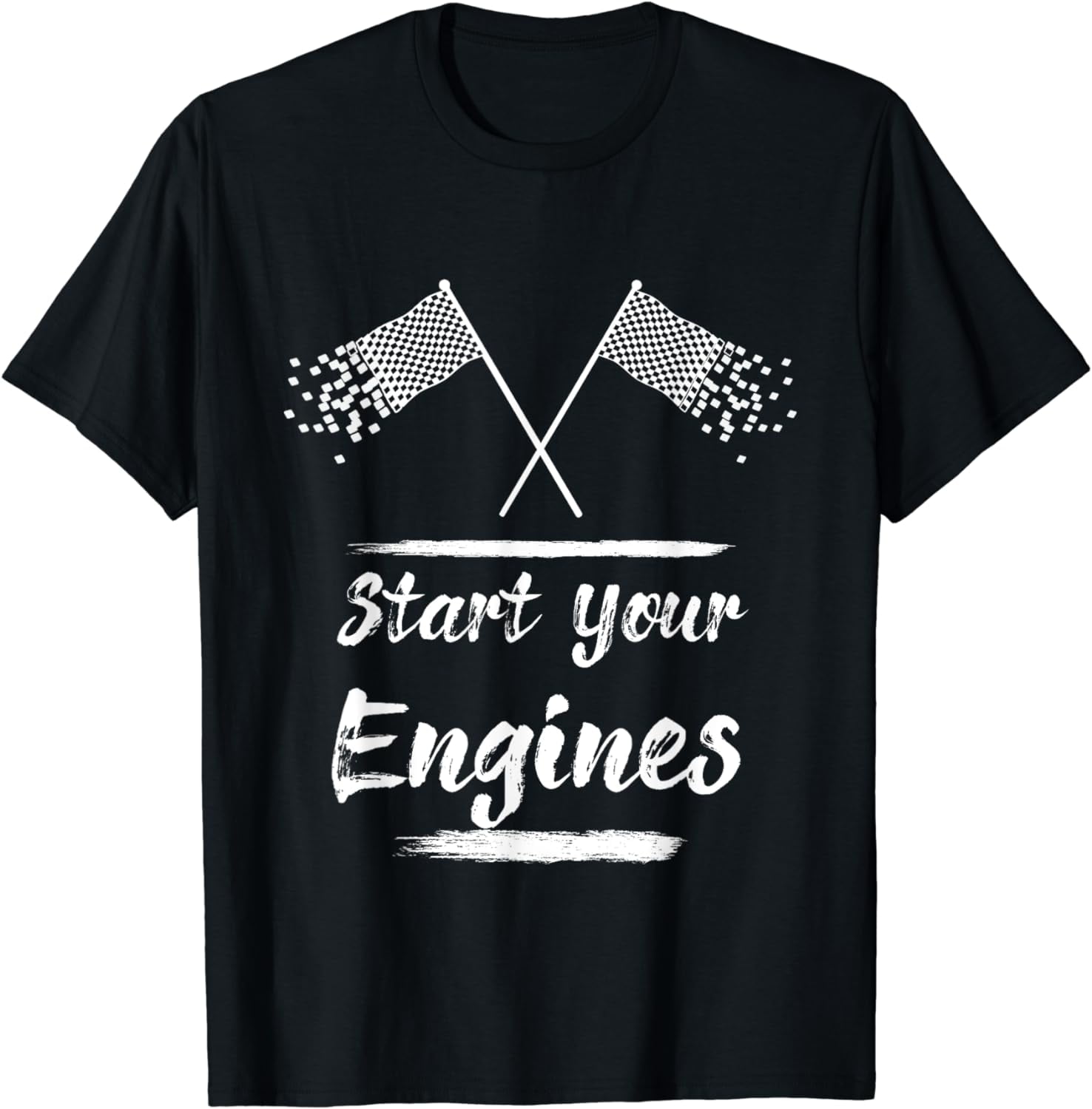Start Your Engines, Vintage retro Checkered Flag Racing Car T-Shirt ...