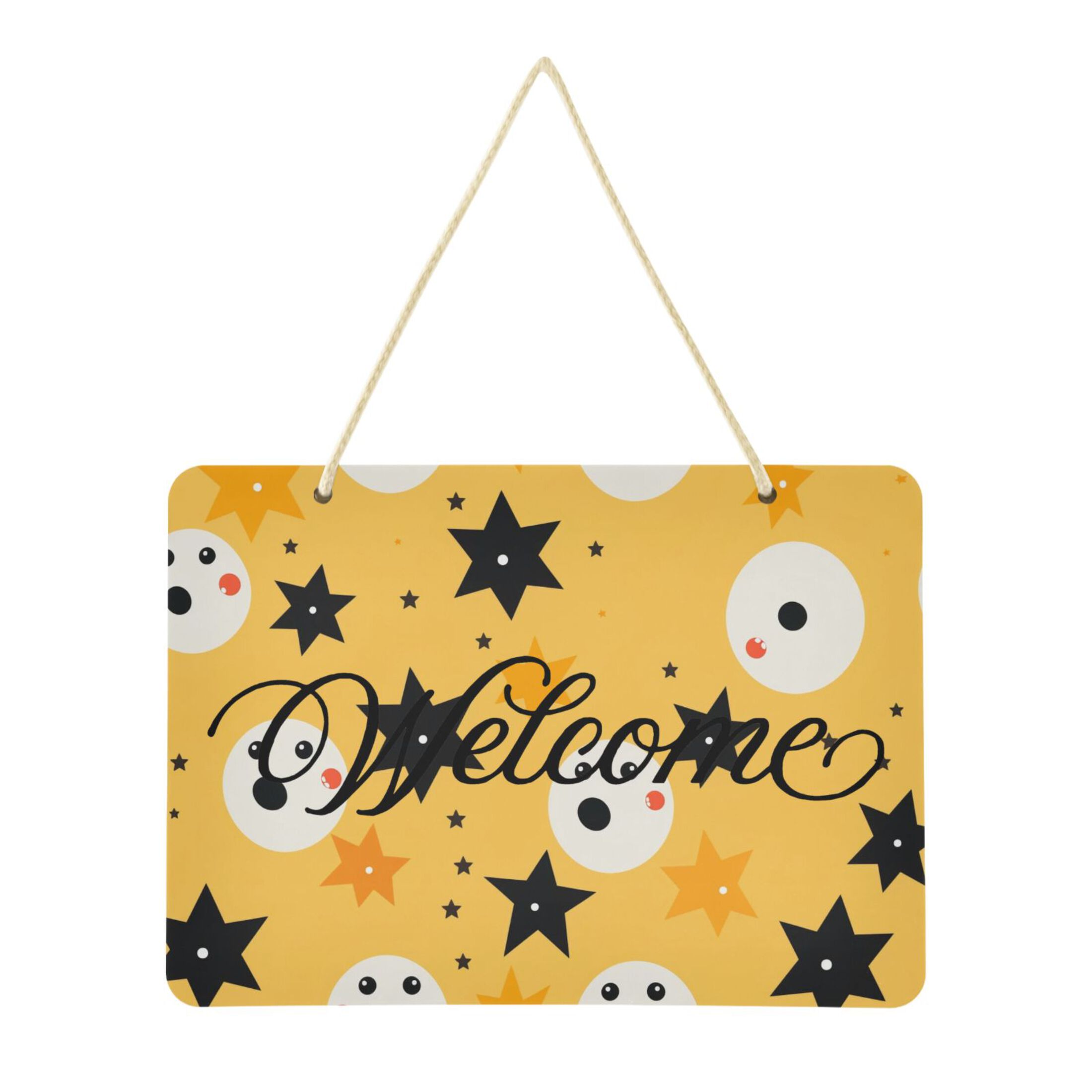 Start and Ghost Welcome Sign Front Door PVC 14x10 inch Hanger Hello ...
