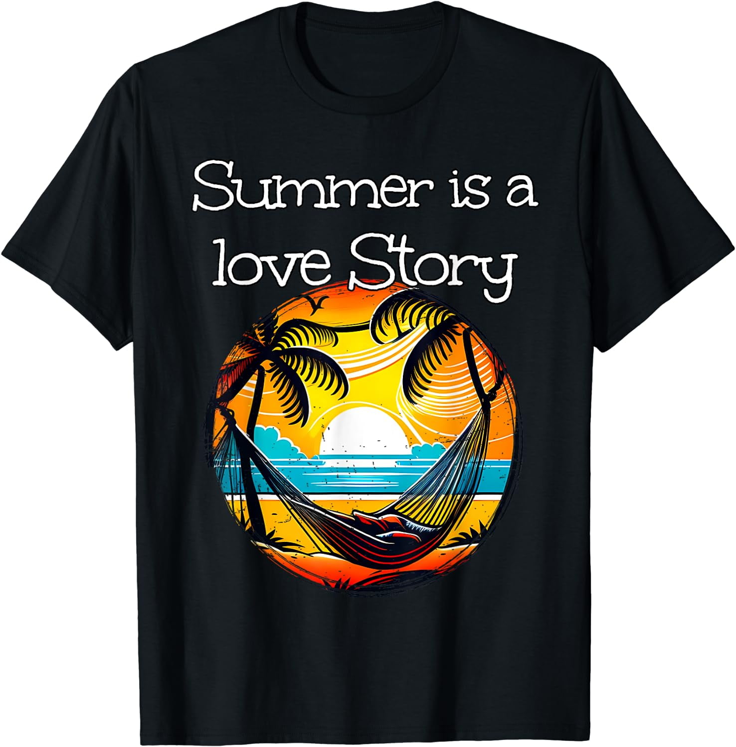 Start your love Story in Palm Trees Bed and Summertime T-Shirt Black 4X ...