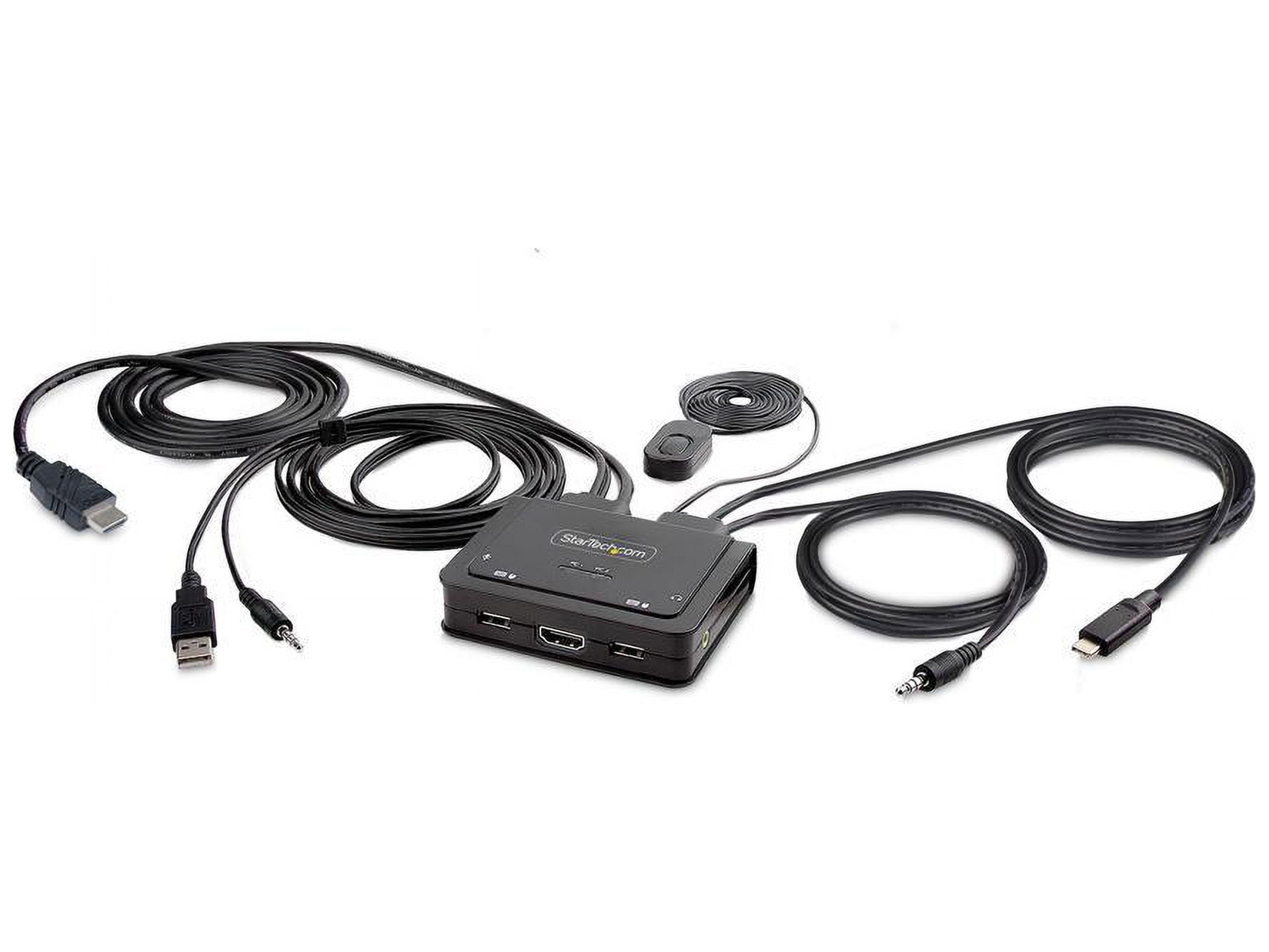 Startech 2-Port Hybrid USB-C HDMI Cable KVM Switch, 4K 60Hz, Compact KVM with 6ft/1.8m USB-A ...