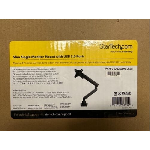 Startech ARMPIVOTB Single Desk-Mount Monitor Arm - Articulating - Heavy ...