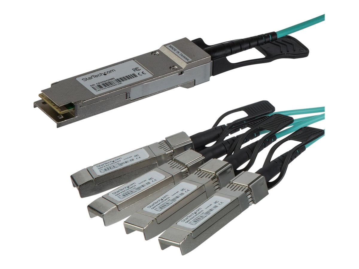 StarTech Cisco Compatible QSFP+ to 4x SFP+ 9.8ft Breakout Cable ...