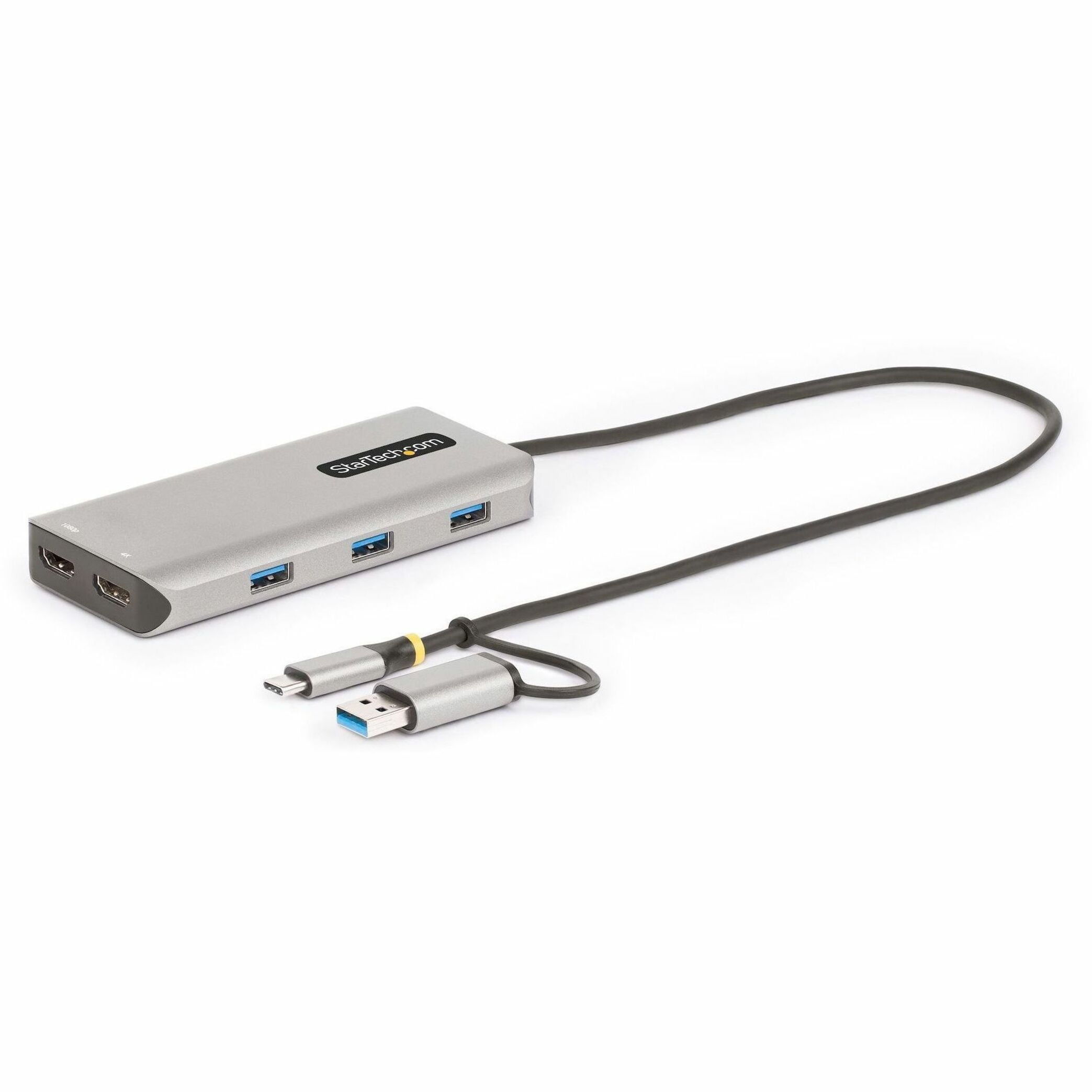 StarTech USB-C Multiport Adapter w/Attached USB-C to USB-A Dongle ...