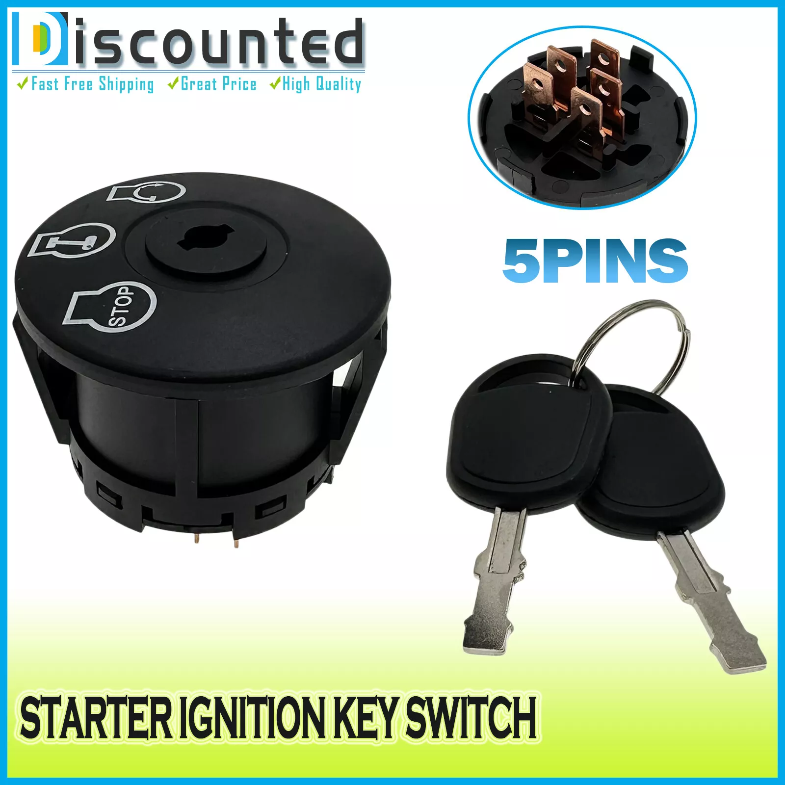 Starter Ignition Switch 925-04659 For Cub Cadet Troy-Bilt John Deere ...