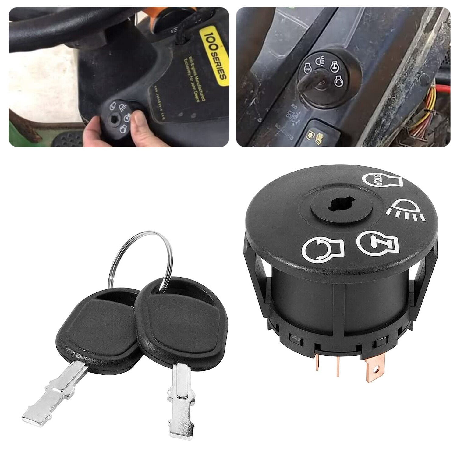 Starter Ignition Switch for John Deere X100 Series X300 w/2 Keys 4 ...