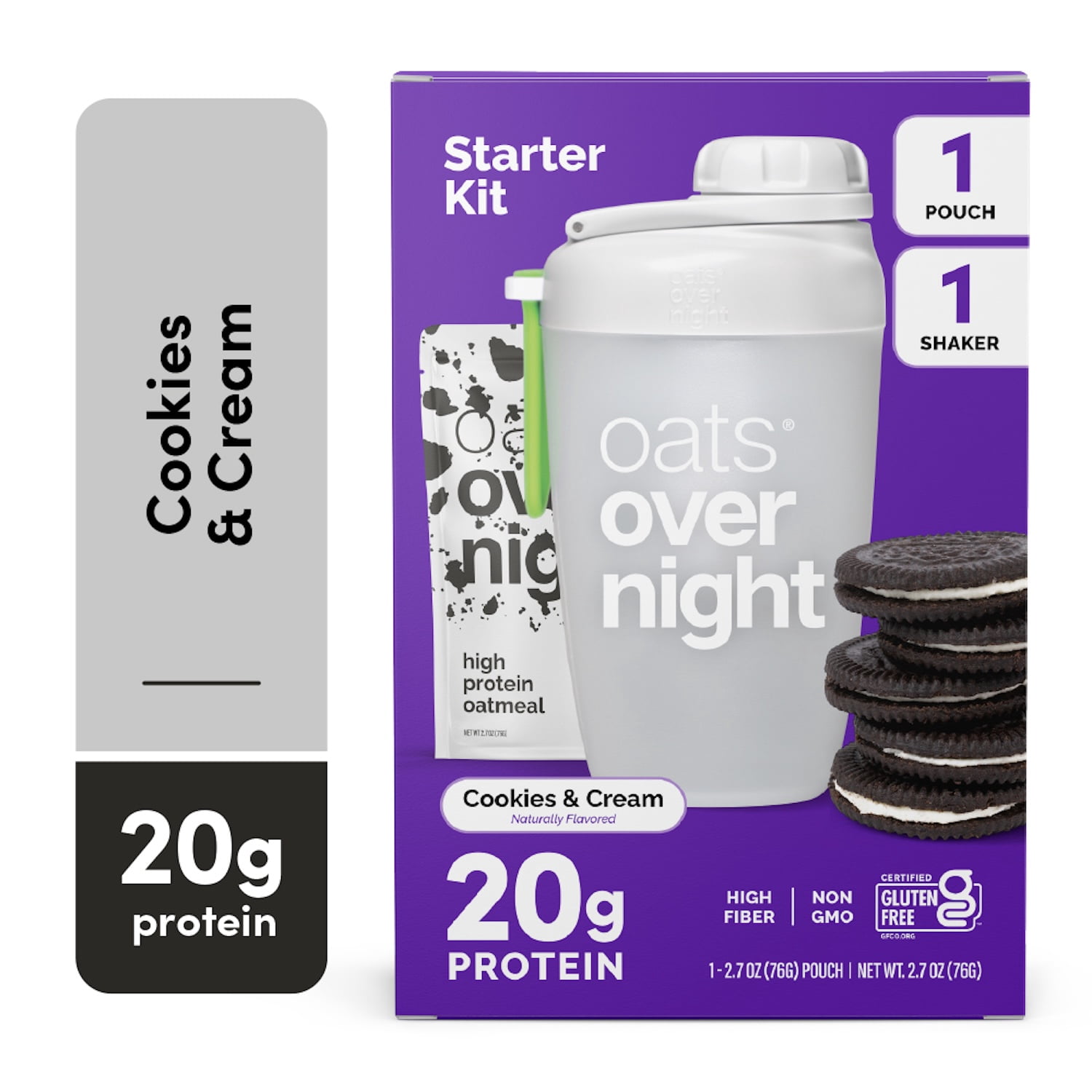 Oats Overnight High Protein Starter Kit - Cookies & Cream with Shaker ...