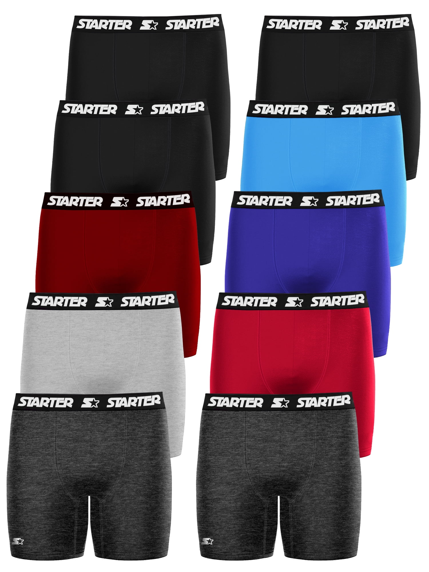 Starter Men's Breathable Polyester Boxer Briefs 10 Pack Multicolor with ...