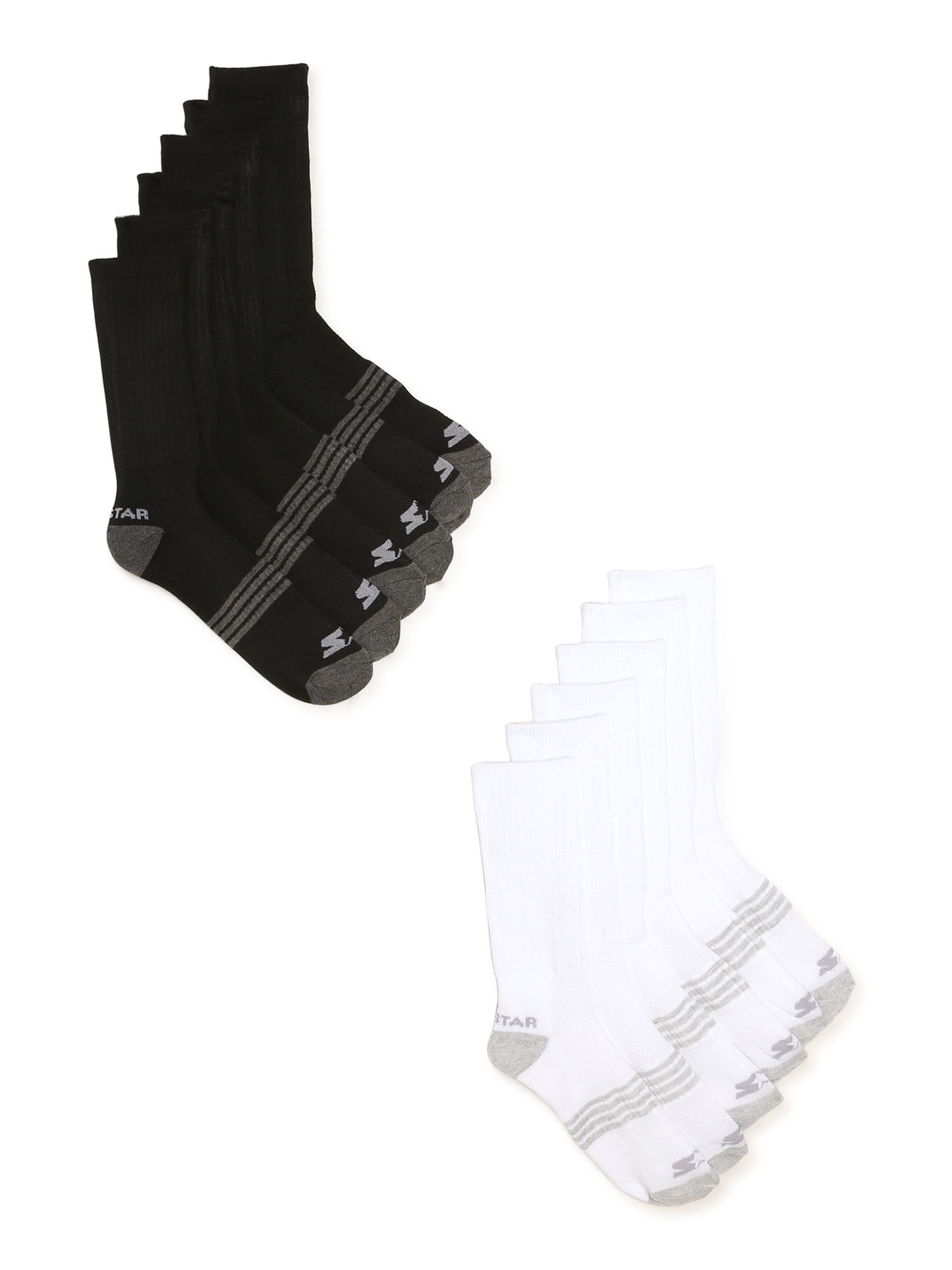 Starter Men's Dri-Star Moisture Wicking Crew Socks, 12-Pack, Cushioned ...