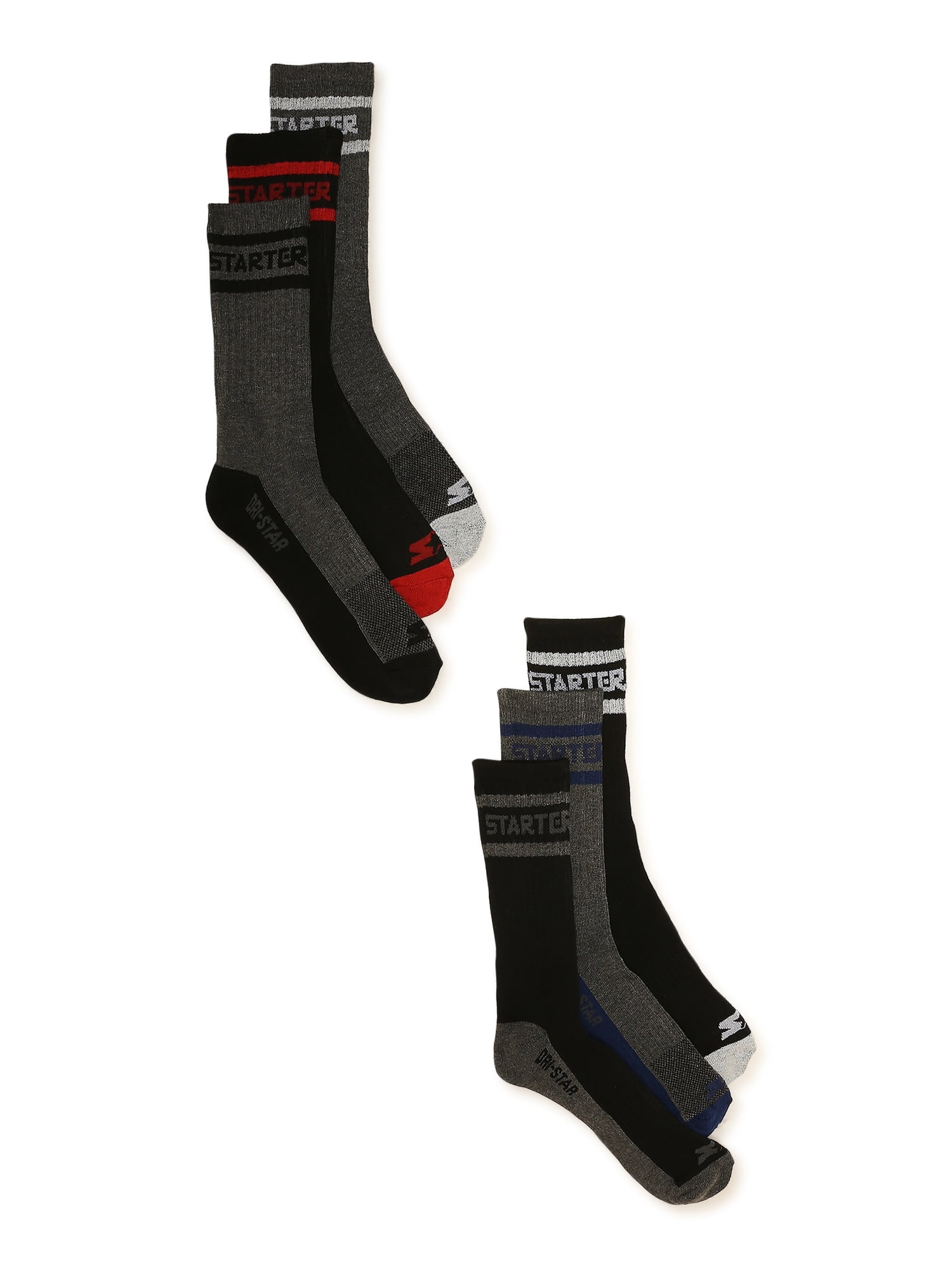 Starter Men's Half Cushion Crew Socks, 6-Pack - Walmart.com