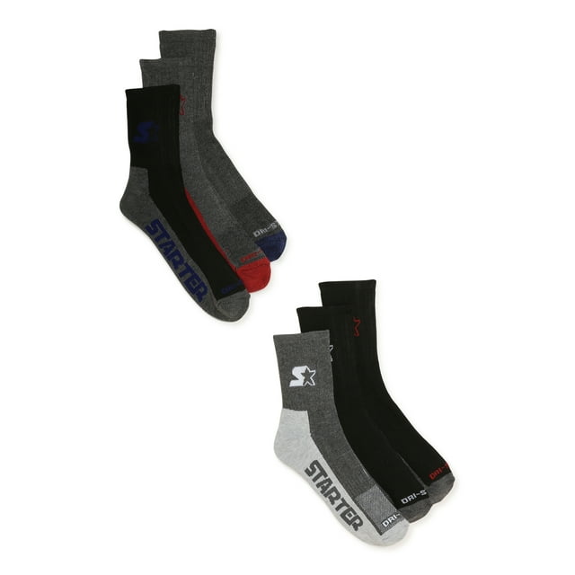 Starter Men's Half Cushion Extended Quarter Socks, 6-Pack - Walmart.com