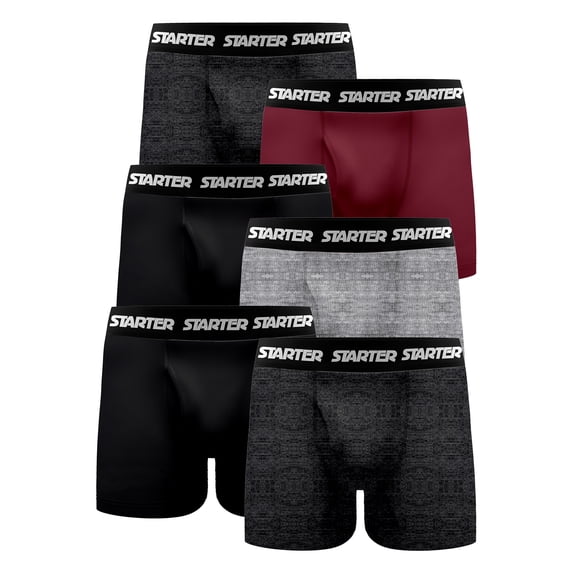 Starter Men's and Big Men’s Stretch Cotton Boxer Briefs, 6-Pack, Sizes ...
