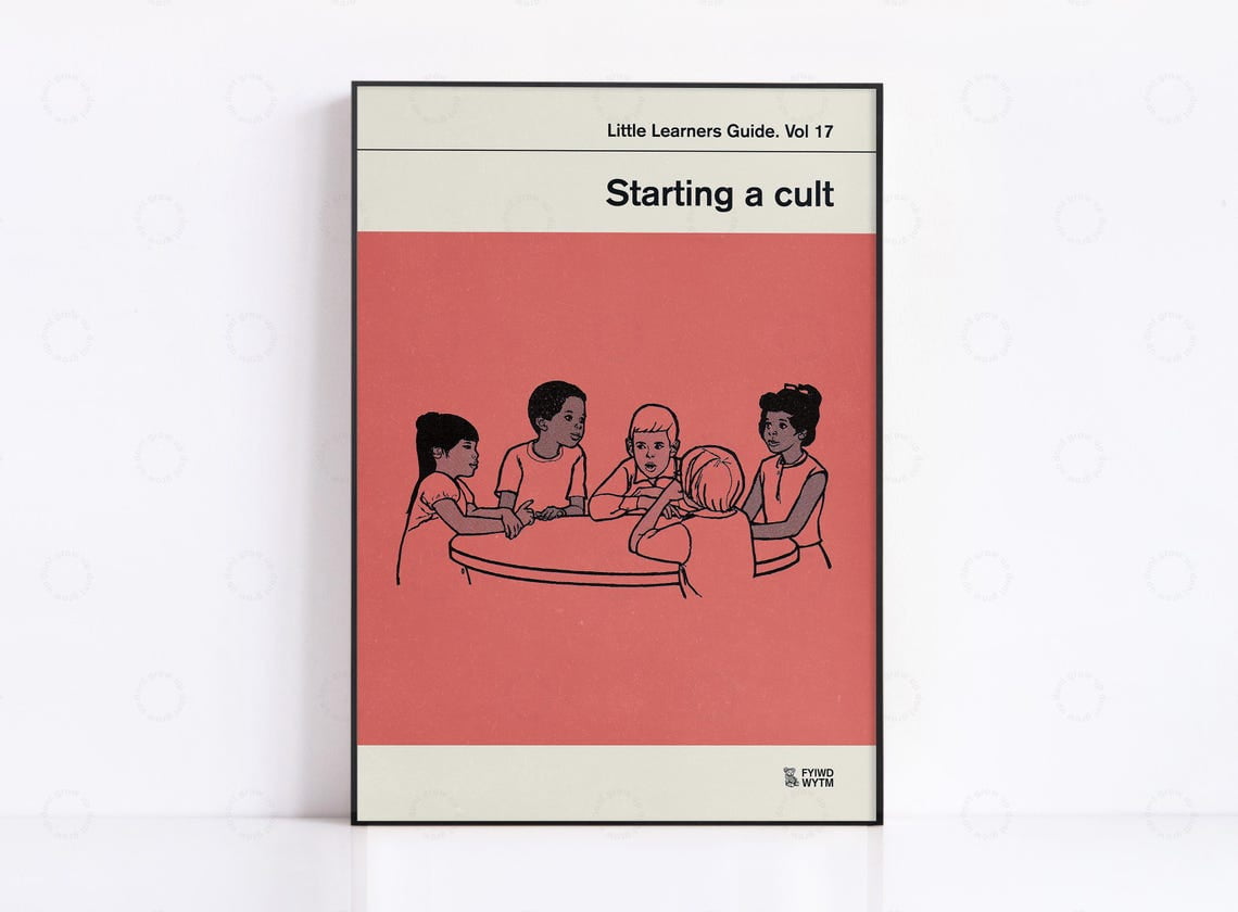 Starting A Cult Retro Book Cover Mid Century Modern Wall Art, Unframed ...