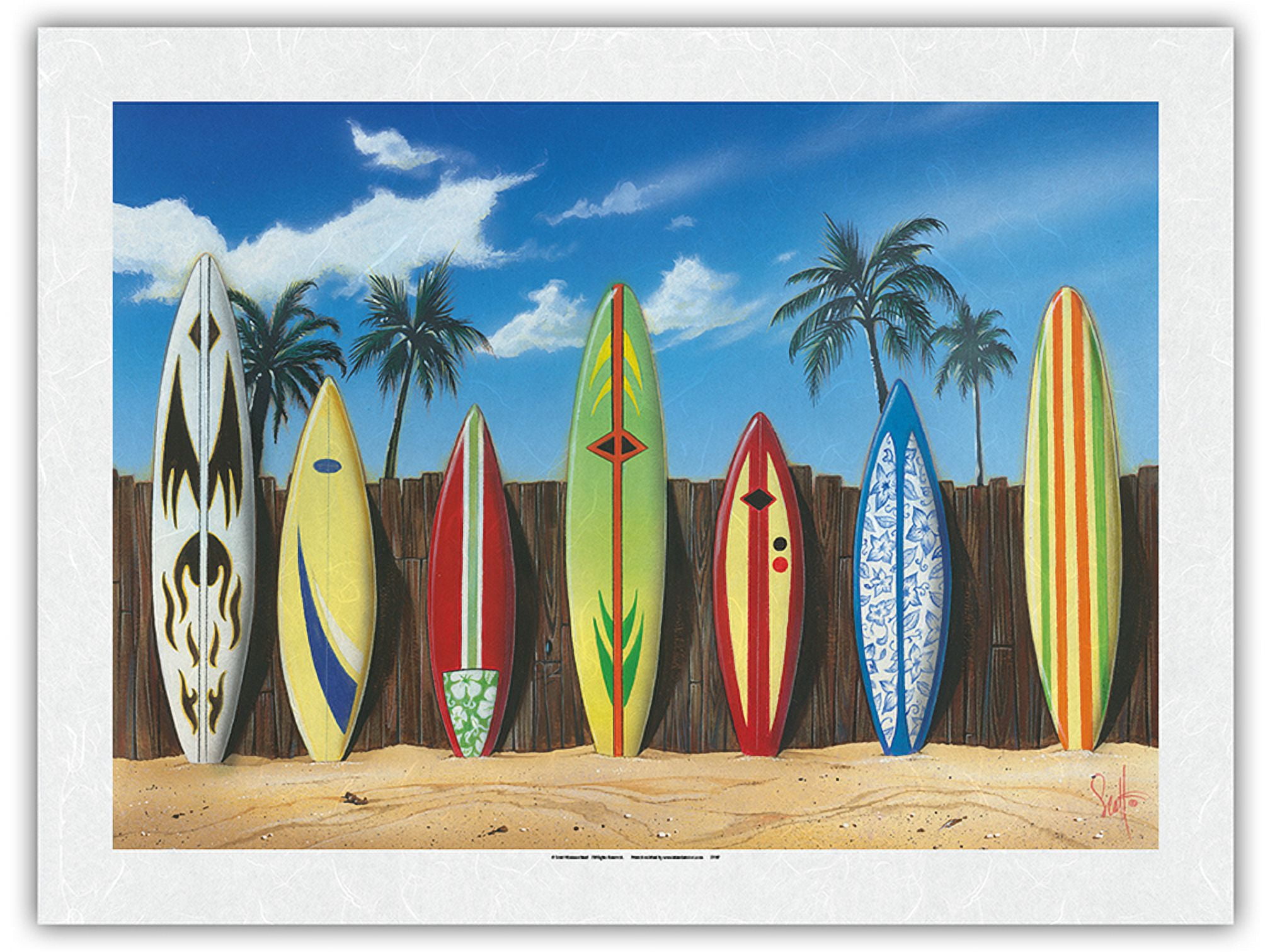 Starting Line Up - Surfboard Art - From an Original Color Painting by ...