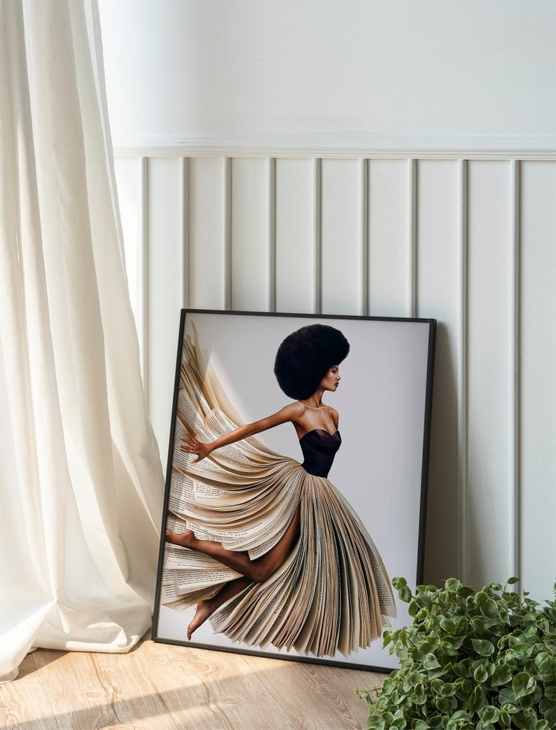 Starting A New Chapter Original Black Woman Portrait Ai Art Printable Wall Art Modern Wall Decor ...