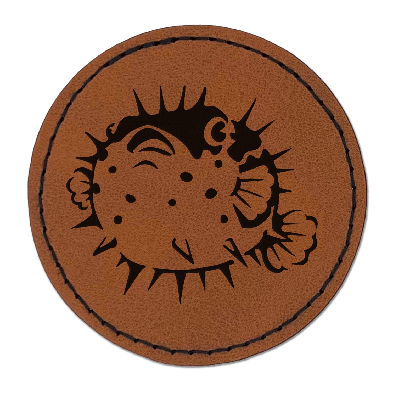 Startled Spiny Puffed Pufferfish Funny Fugu 2.5" Faux Leather Round ...
