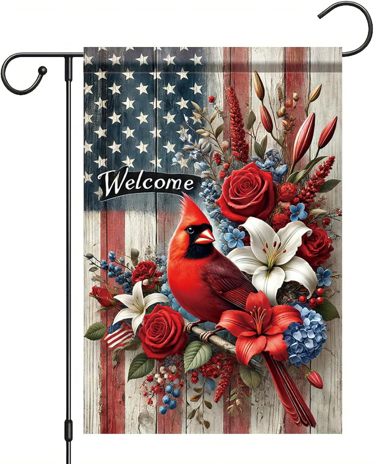Startlit Patio 4th Of July Patriotic Cardinal Garden Flag Double Sided ...