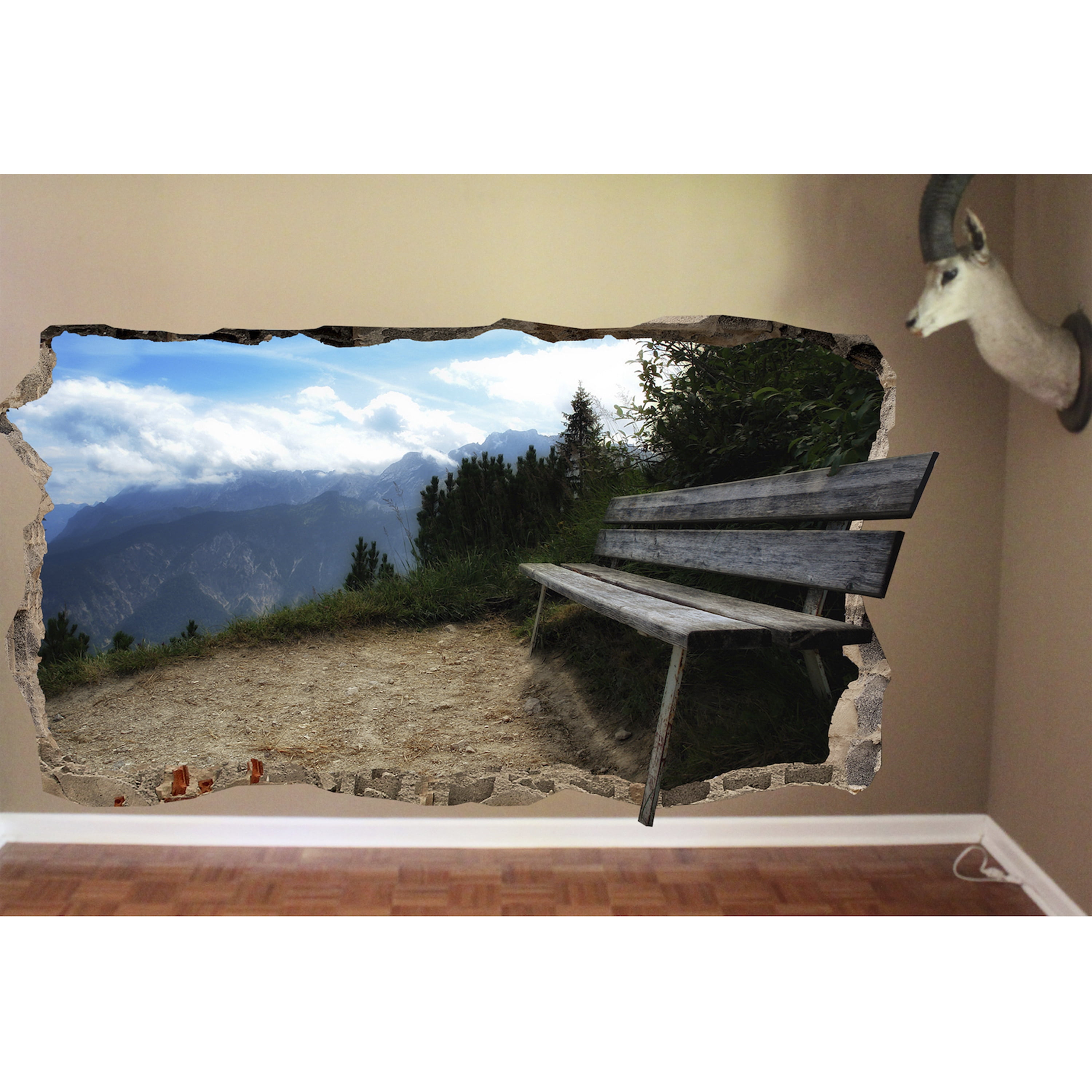 Startonight 3D Mural Wall Art Photo Decor Bench in Nature Amazing Dual ...