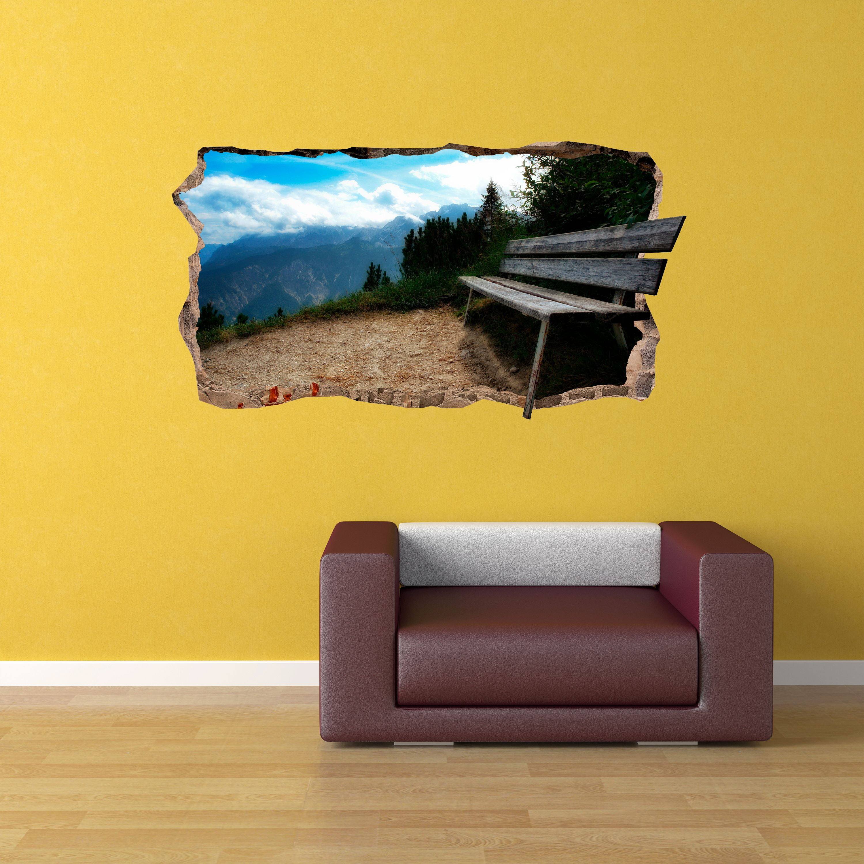 Startonight 3D Mural Wall Art Photo Decor Bench in Nature Amazing Dual ...
