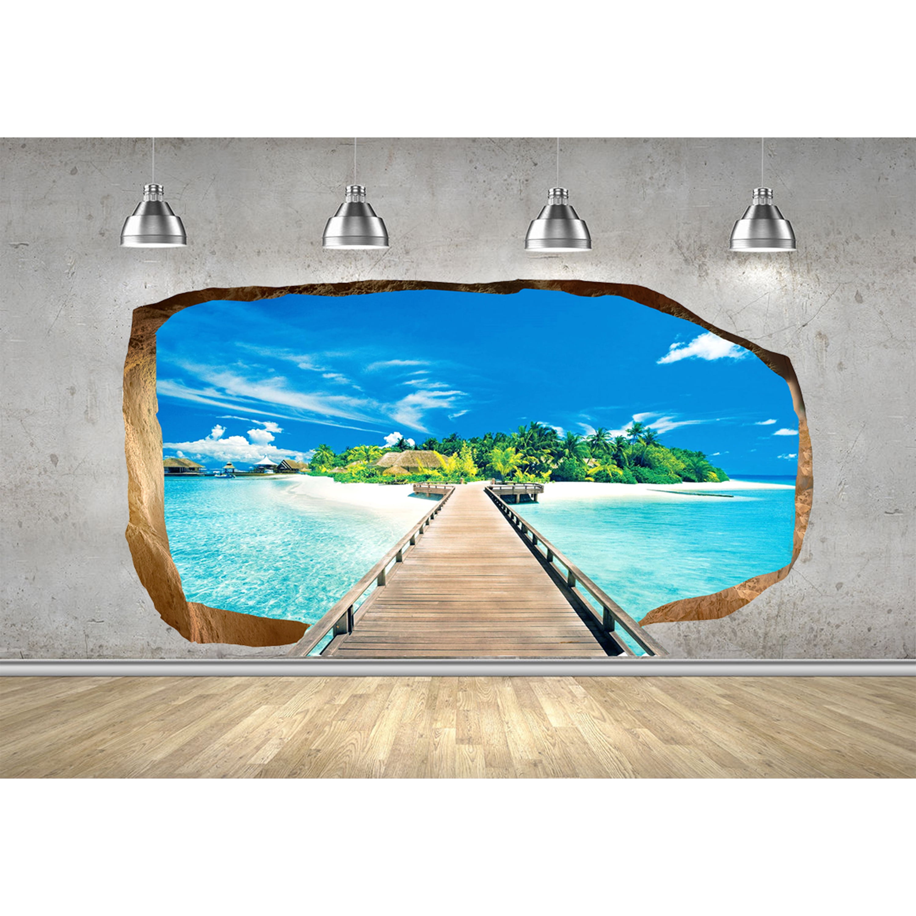 Startonight 3D Mural Wall Art Photo Decor Bridge for Island Amazing ...