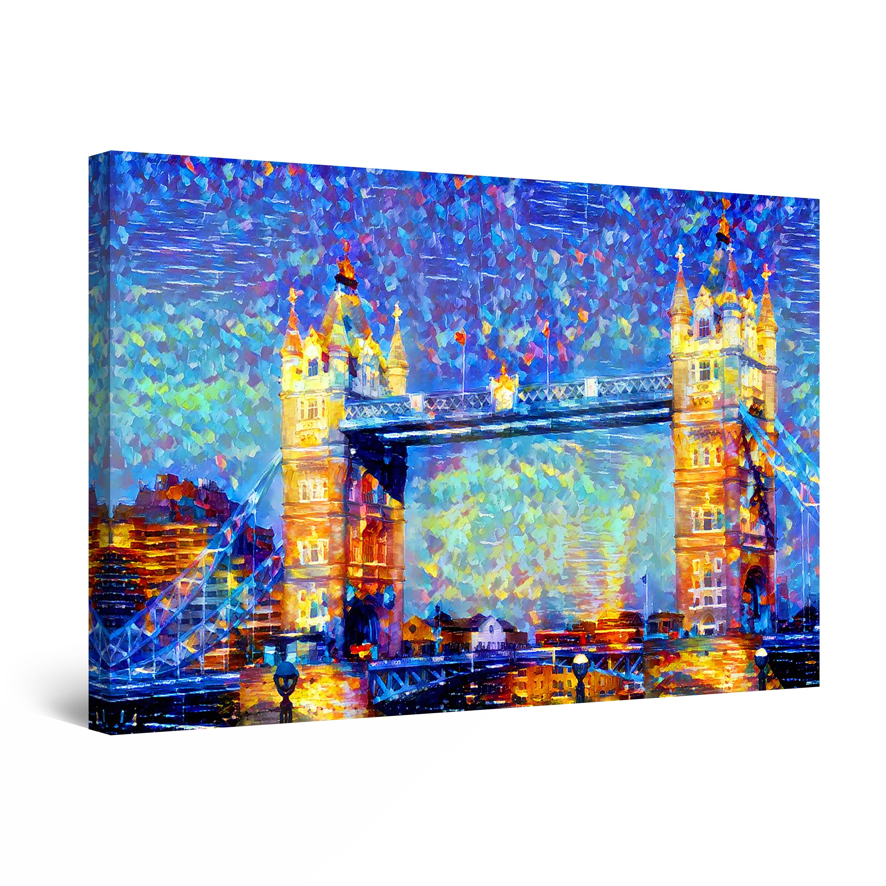 Startonight Canvas Wall Art Abstract Blue London Bridge UK Painting ...