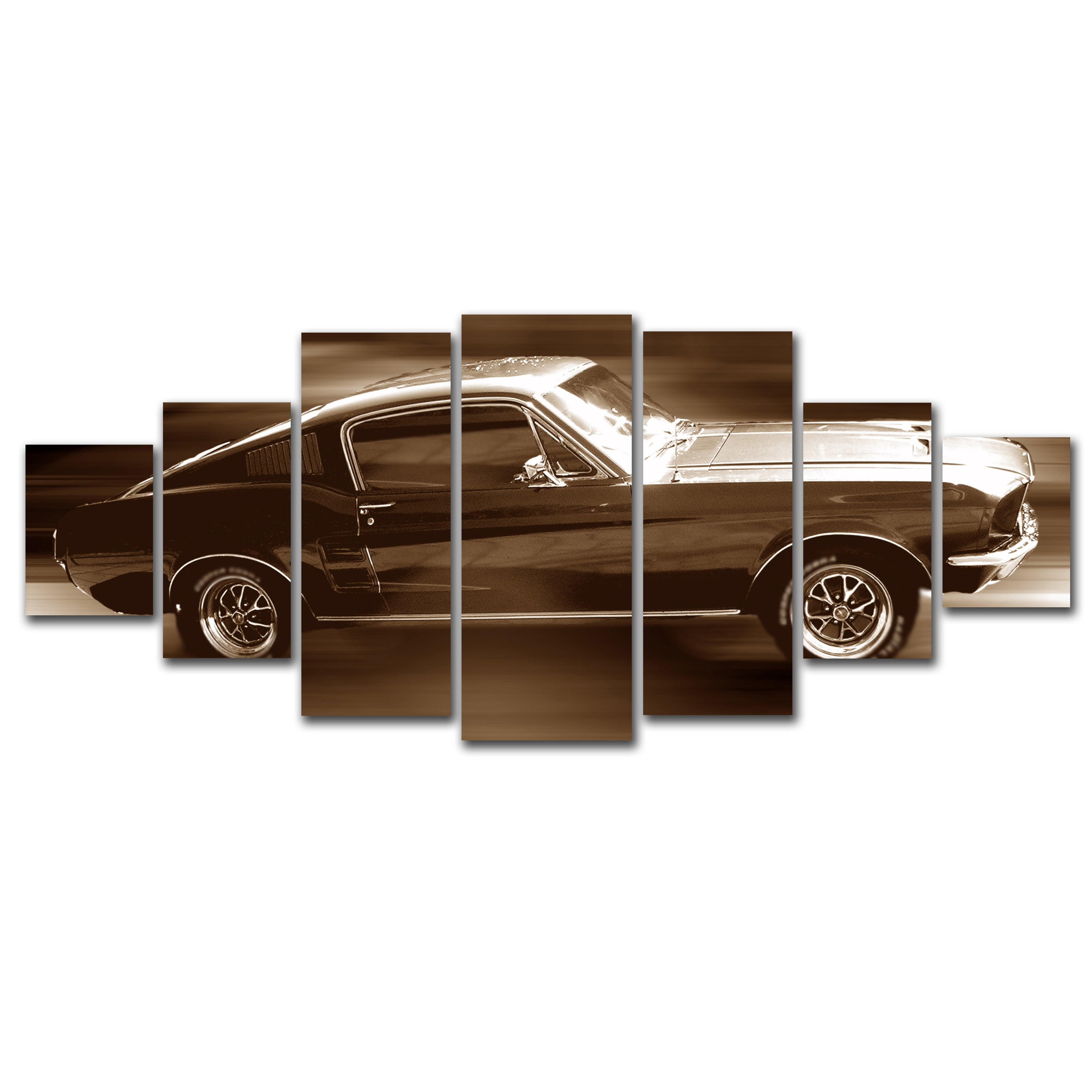 Startonight Huge Canvas Wall Art Ford Mustang in full Speed, Brown Auto ...