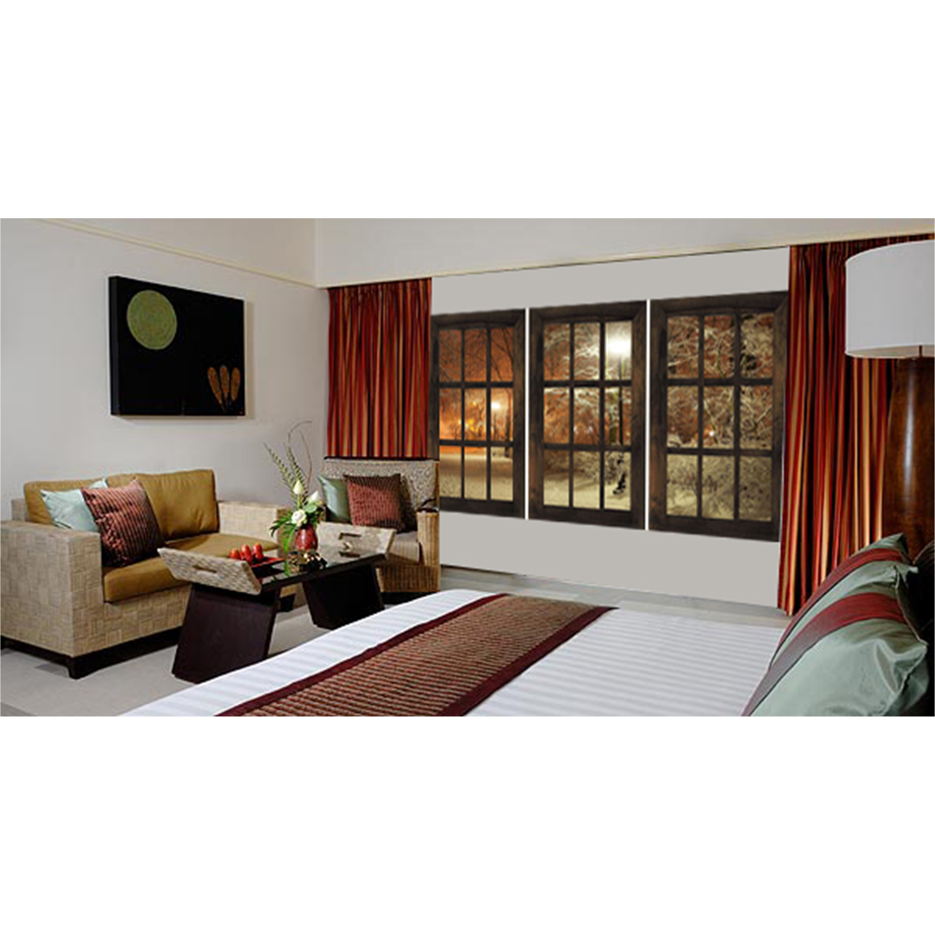 Startonight Mural Wall Art Window in Park Illuminated Nature Wallpaper ...