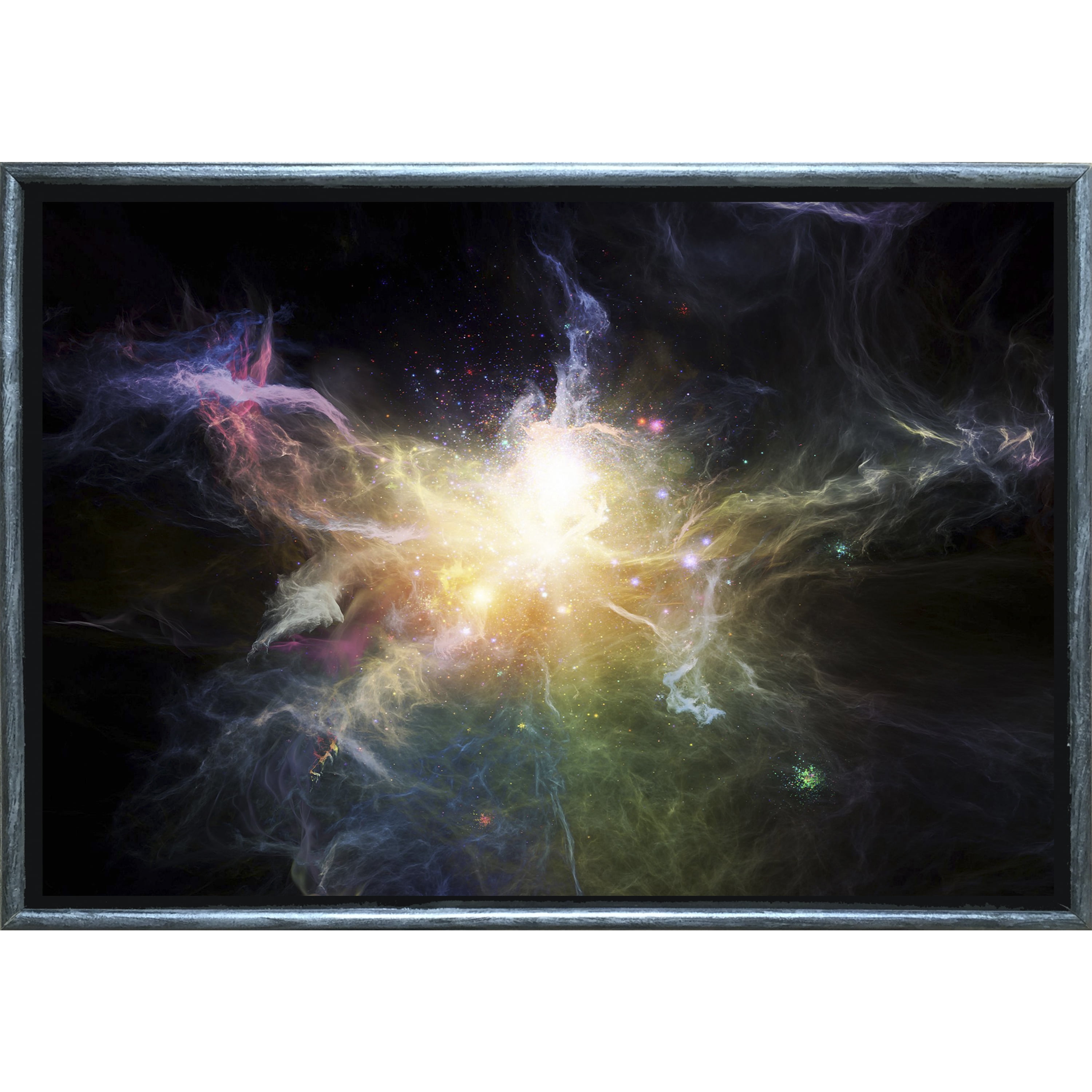 Startonight Silver Luxury Framed Canvas Wall Art Expanding Galaxy, Dual ...